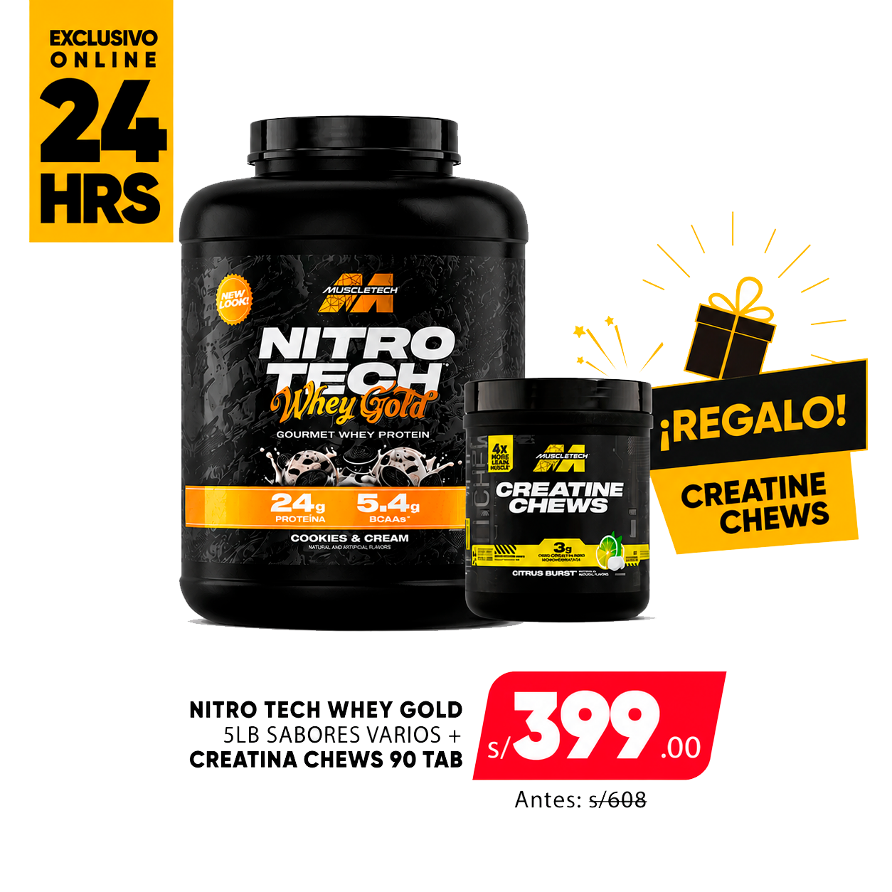 PACK NITRO WHEY GOLD 5LB + CHEWS – Lab Nutrition